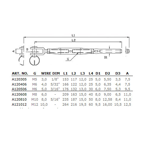 Blue Wave Swage Terminalli Liftin - 4mm. Tel için | Terminalli Liftinler