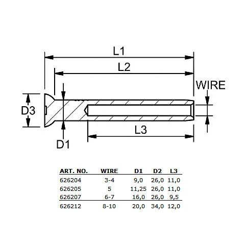 Blue Wave Swage Mantar Terminal - 6mm. Tel için | Mantar Baş Terminaller